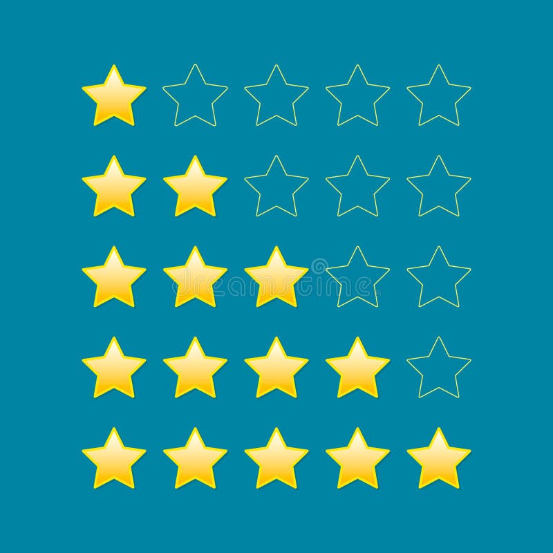 5 Star Rating Icon Vector Isolated Illustration on Blue Background ...