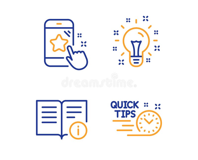 Star Rating, Idea and Technical Info Icons Set. Quick Tips Sign. Phone ...