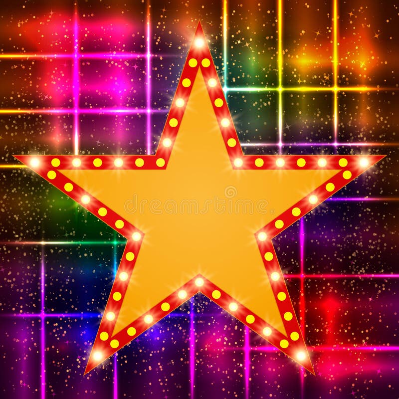 Star Retro Light Banner on Shining Background Stock Illustration ...