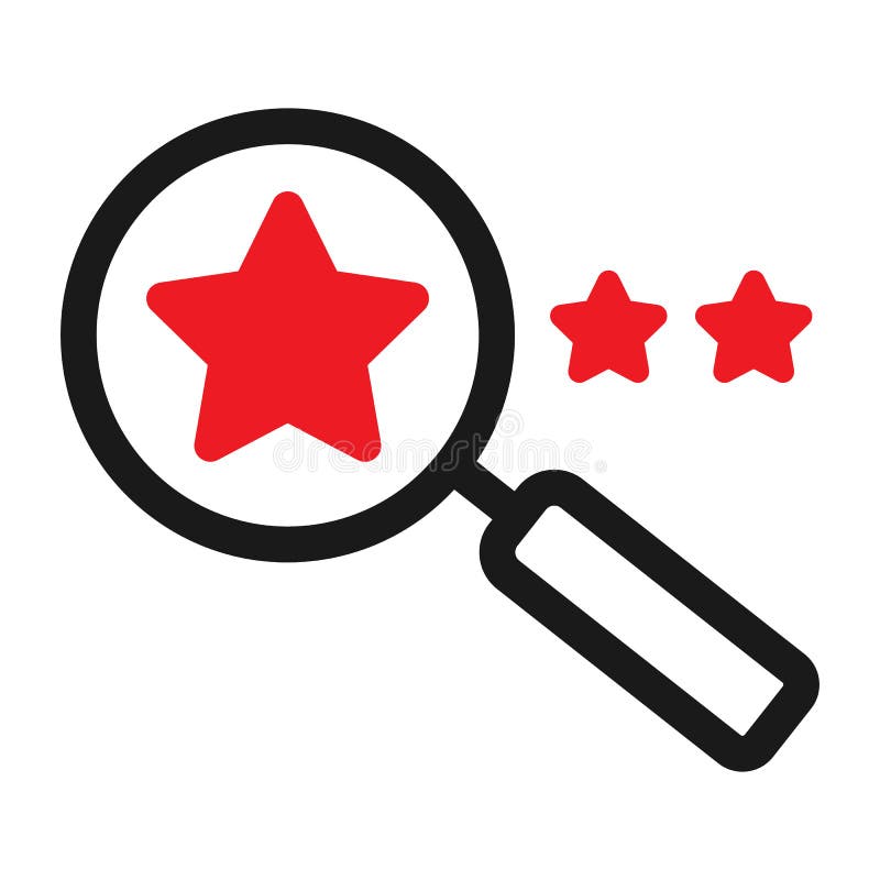 Star Review Contact Icon. Review Magnifying Glass Vector Illustration ...