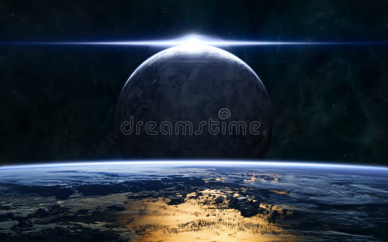 Star Rise. Deep Space Planets Stock Illustration - Illustration of ...
