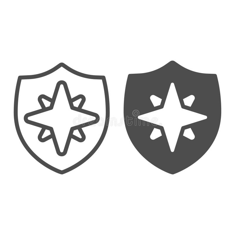 Star on Safety Emblem Line and Solid Icon, Marine Navigation Concept ...
