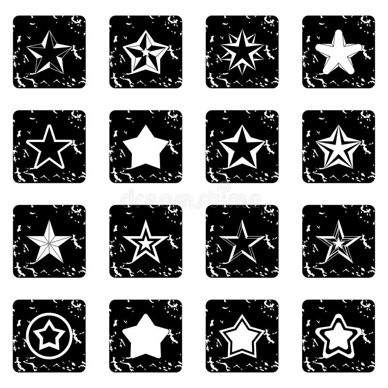 Star Set Icons, Grunge Style Stock Vector - Illustration of five, card ...