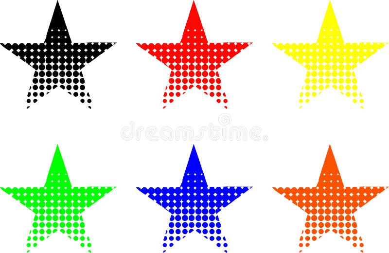 Star Set, Stars of Different Colors Stock Vector - Illustration of ...