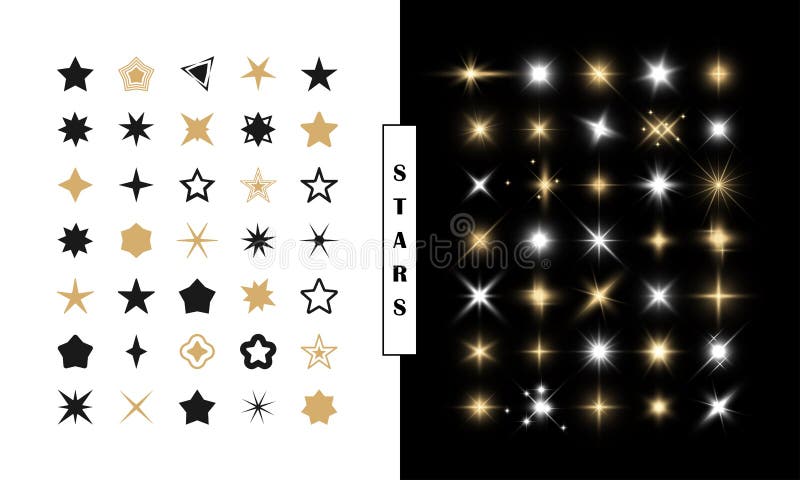 Star. Set of Stars Effect Design, Simple Flat, and Light Sparkle ...