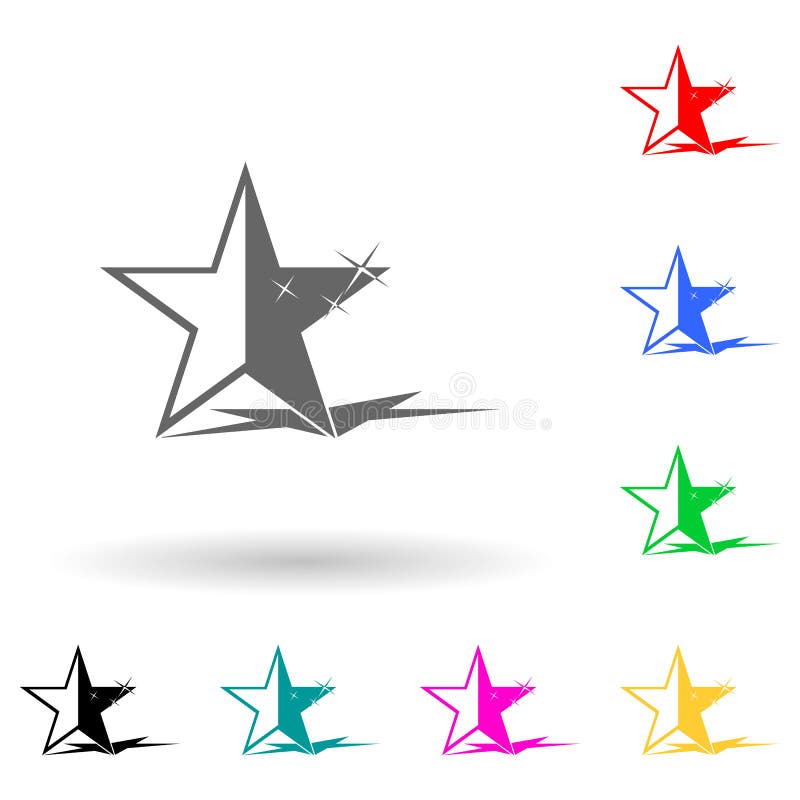 Star with Shadow Multi Color Style Icon. Simple Glyph, Flat Vector of ...