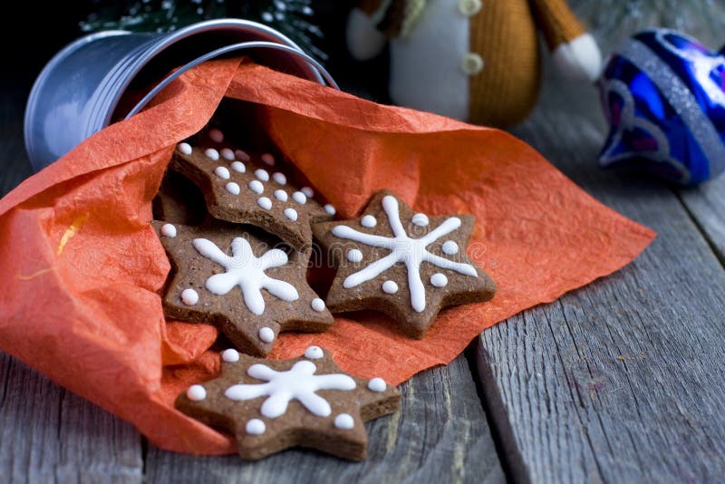 Star Shape Christmas Chocolate Cookie Stock Image - Image of smiling ...