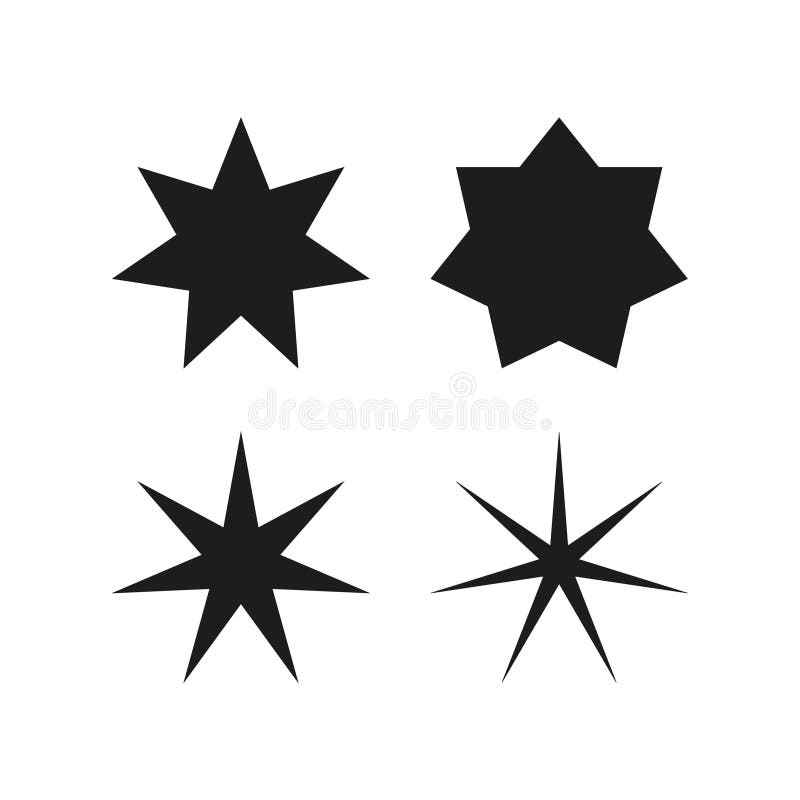 Star Shape Collection. Unique Geometric Patterns. Black Minimal Icons ...