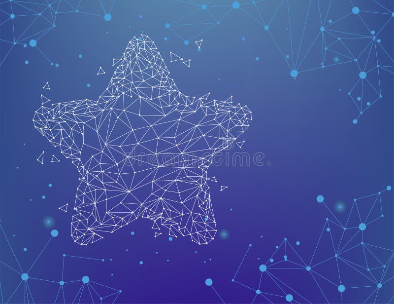 Star Polygon Line Connected Dot with Blue Background Stock Vector ...