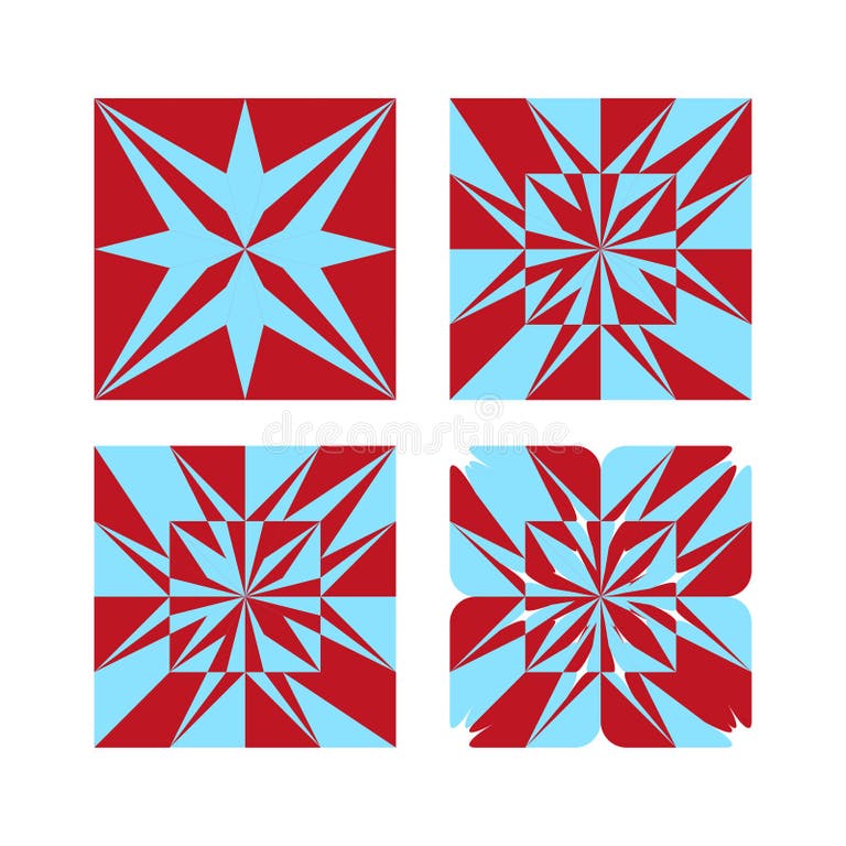 Star Shape Grid. Red Blue Symmetry. Vector Geometric Pattern. Abstract ...