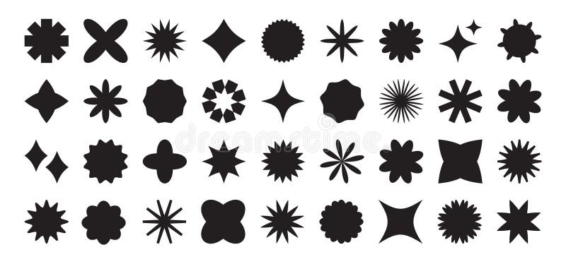 Star Shape Icon, Y2k Element, Spark Symbol, Abstract Glow Vector Set ...