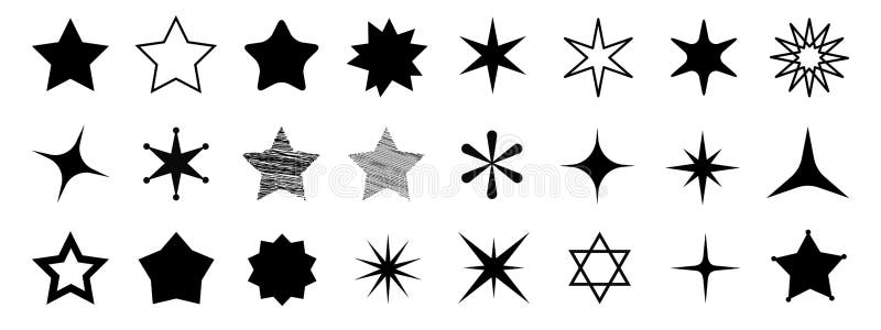 Star Shape Set - Different Vector Illustrations Isolated on White ...