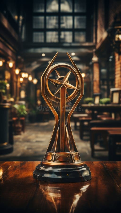 Star Shaped Award on a Table with Spotlights and Copy Space Stock ...