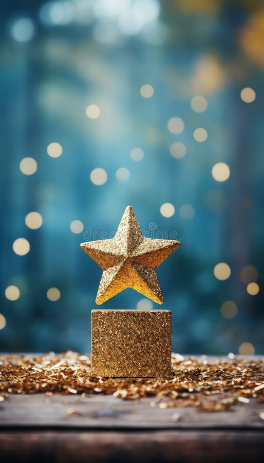Star Shaped Award on a Table with Spotlights and Copy Space Stock ...