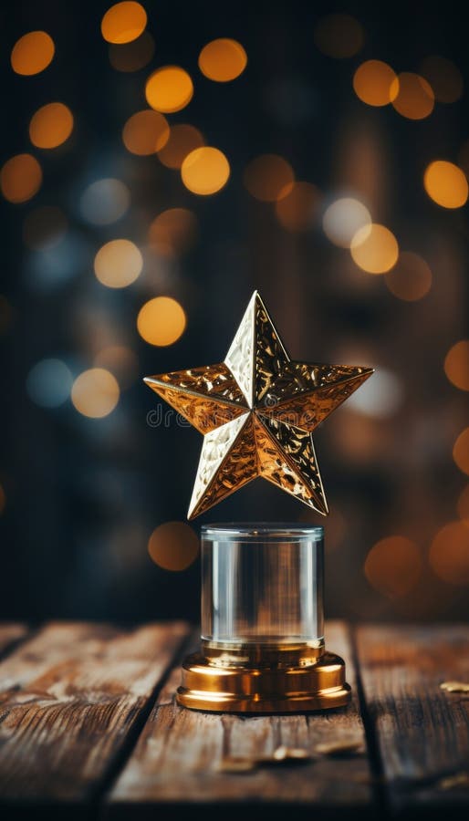 Star Shaped Award on a Table with Spotlights and Copy Space Stock ...