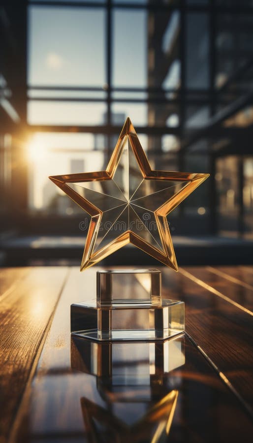 Star Shaped Award on a Table with Spotlights and Copy Space Stock ...