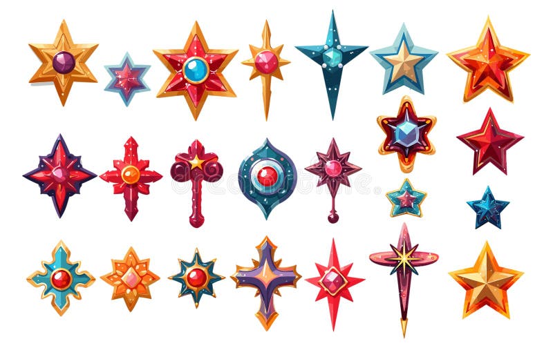 Star Shaped Badge Pack, Depicting Various Stages of Decorative ...