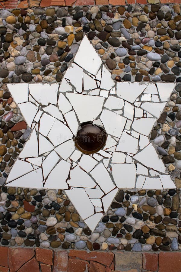 Star-shaped Brick Mosaic Texture with the Bottom of a Bottle in the ...