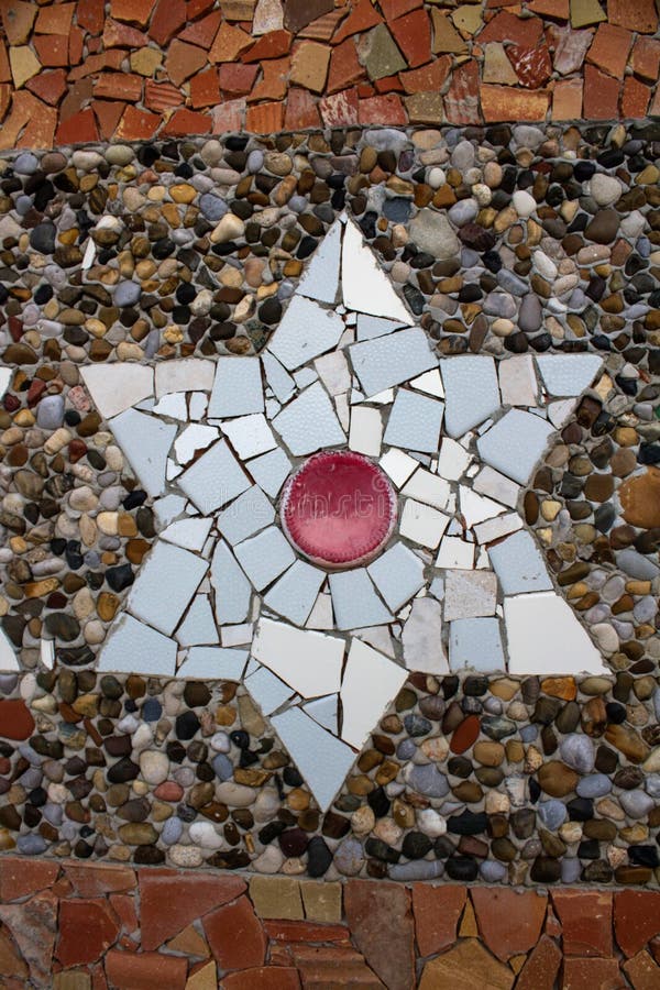 Star-shaped Brick Mosaic Texture with the Bottom of a Bottle in the ...