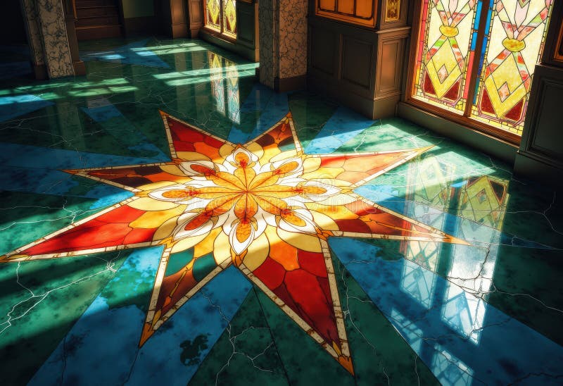 Star-shaped Caustic Pattern on a Marble Floor Illuminated by Sunlight ...