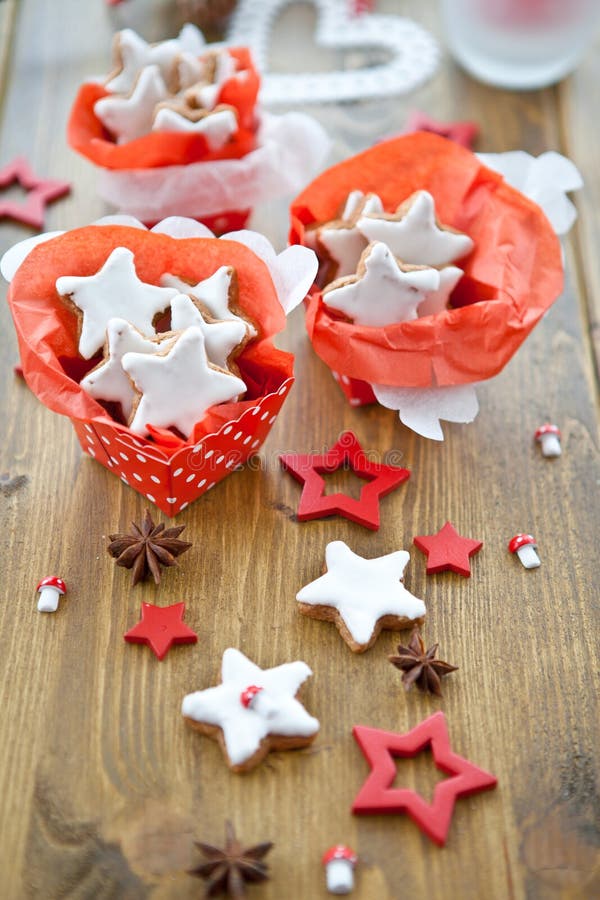 Star-shaped Cinnamon Cookies in Gift Boxes Stock Image - Image of ...