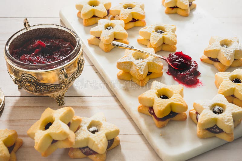 Star-shaped Cookies Filled with Jam Stock Image - Image of fresh, diet ...