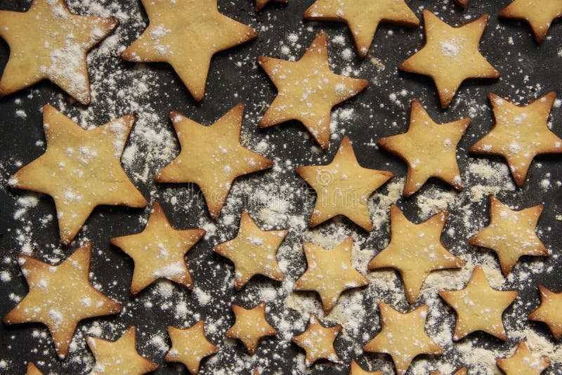 Star-shaped Cookies. Freshly Cooked, on a Tray Stock Photo - Image of ...