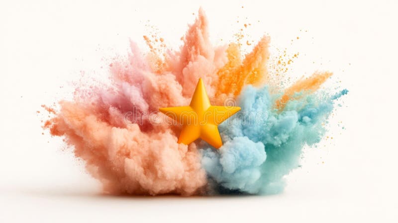 A Star Shaped Explosion of Colorful Powder Isolated on White Stock ...