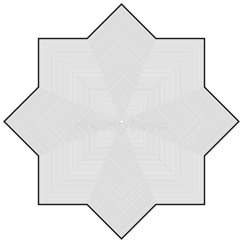 Star Shaped Geometric Pattern. Optical Illusion Vector. Fine Linear ...