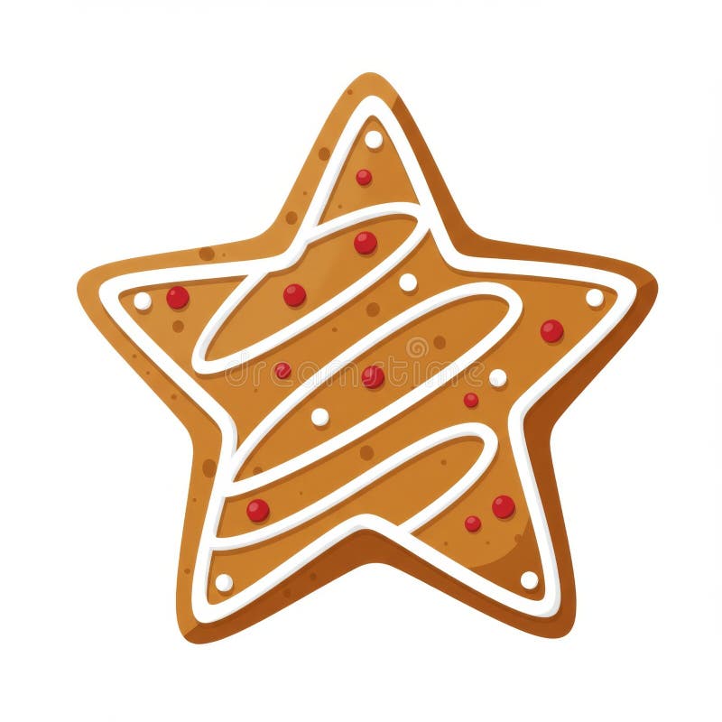 Star Shaped Gingerbread Cookie with White Icing and Red Berries Stock ...