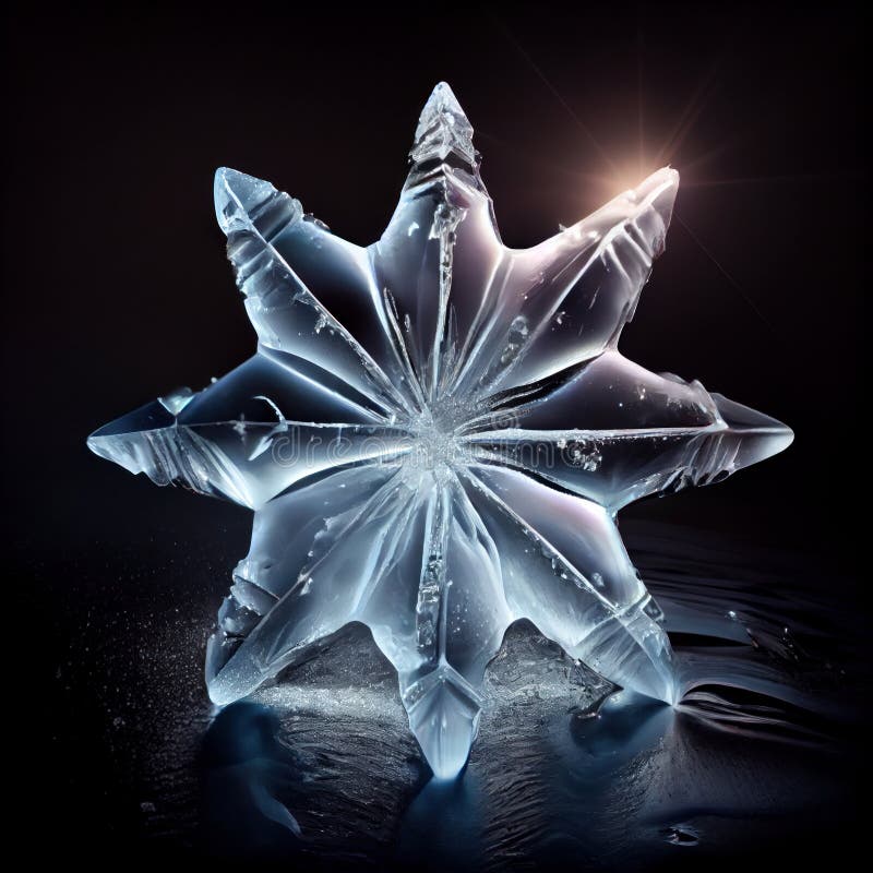 A Star Shaped Ice Cube on Black Background. Stock Illustration ...