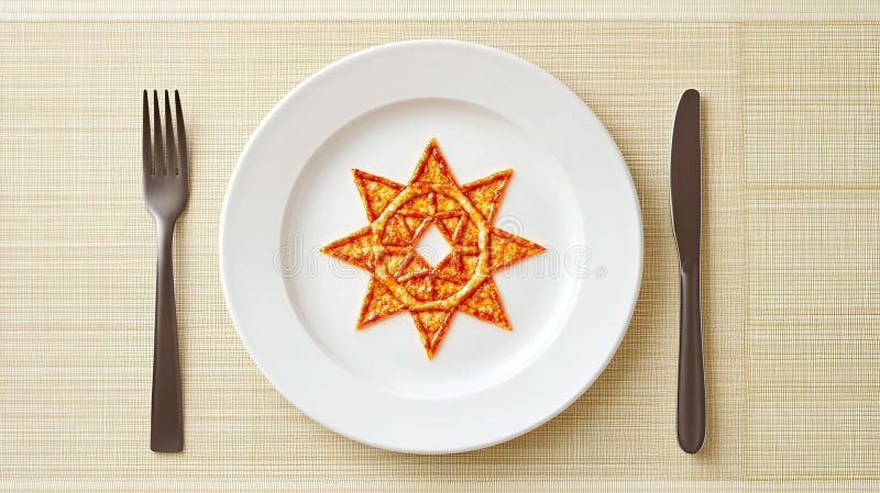 Star-shaped Ketchup Waffle Breakfast Plate Setting Stock Photo - Image ...