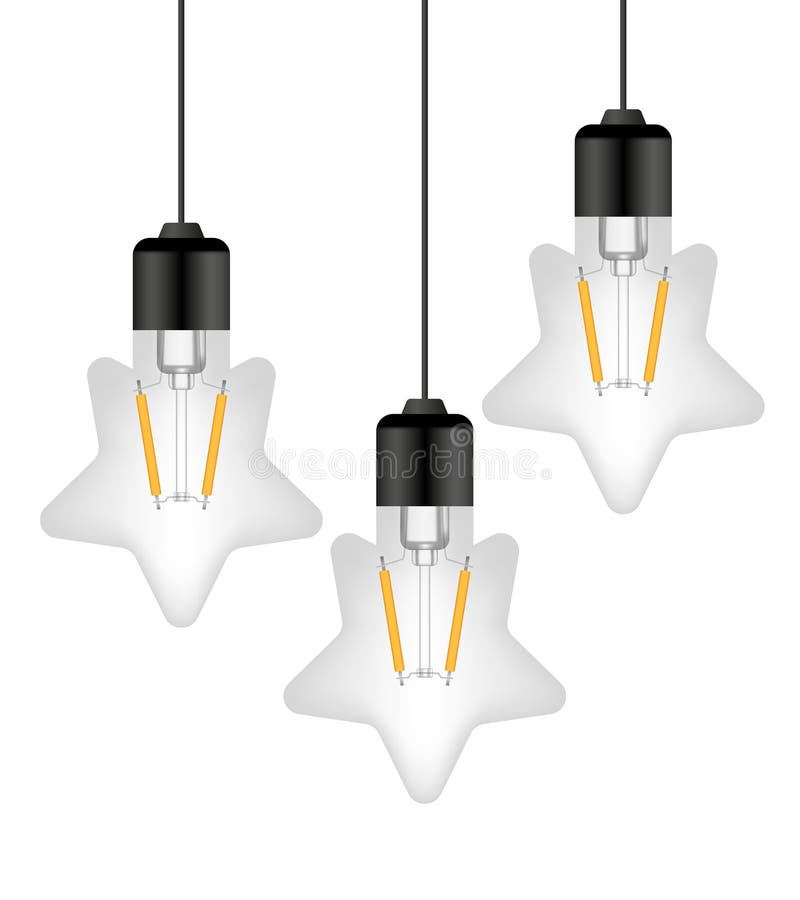 Star Shaped Light Bulbs. Led Light Bulb Stock Vector - Illustration of ...