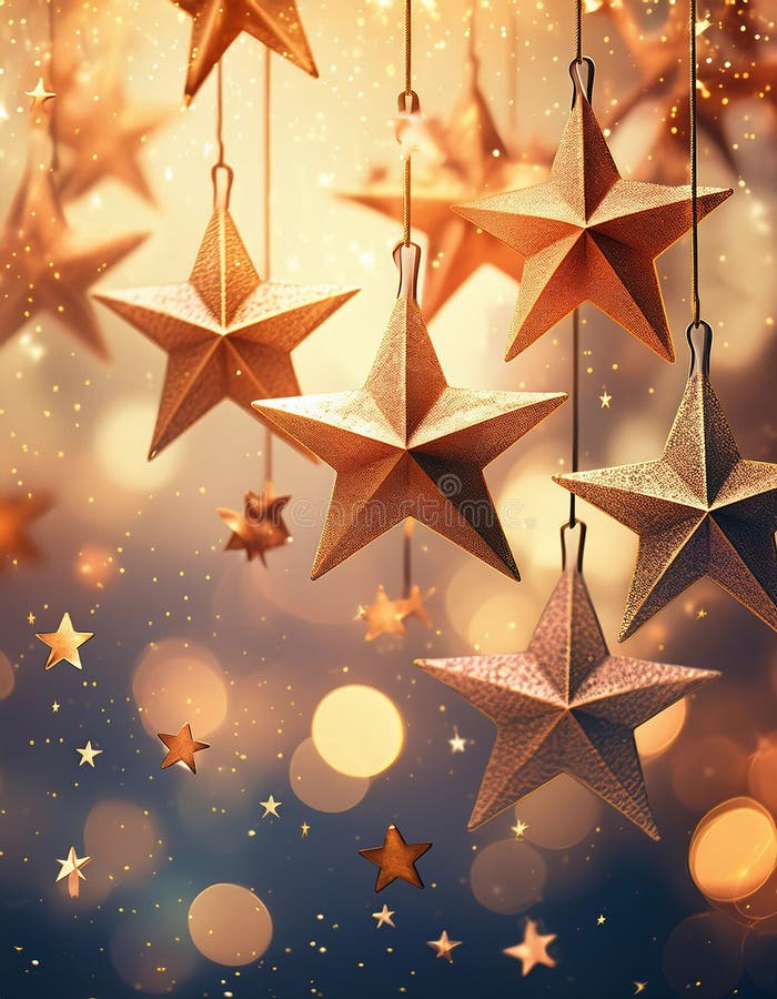 Star-shaped Lights Twinkle in Warm Hues, Creating a Magical Atmosphere ...