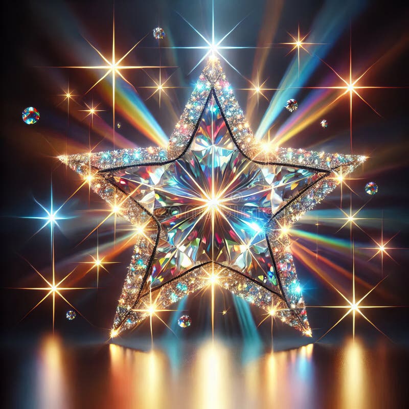 A Star Shaped Like a Diamond Sparkling with Rainbow Light Stock ...