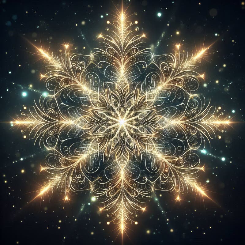 A Star Shaped Like a Snowflake with Intricate Glowing Patterns Stock ...