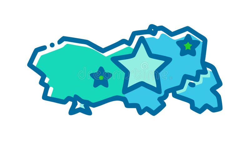Star-shaped Map, Celestial or Regional Geography Vector Design ...