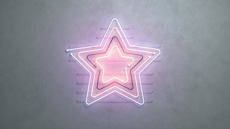 Star Shaped Neon Signage on Concrete Wall 3D Render Stock Illustration ...