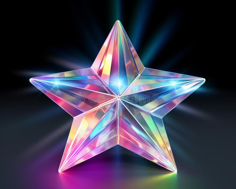 A Star Shaped Object with Rainbow Lights on it Stock Photo - Image of ...