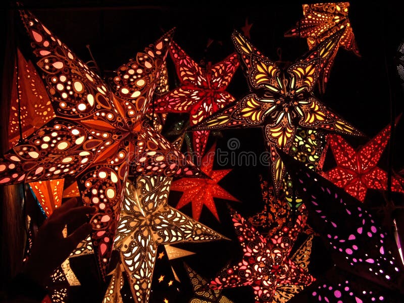 Star Shaped Paper Lanterns stock image. Image of holiday - 69224643