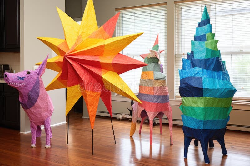 Star-shaped Pinata in Various Stages of Completion Stock Illustration ...
