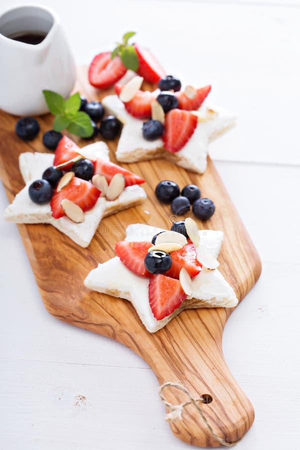 Star Shaped Sandwiches with Berries and Cheese Stock Image - Image of ...