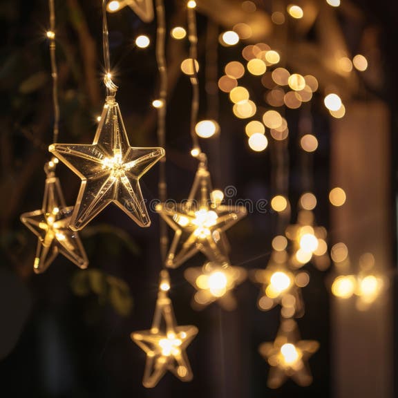 Star-shaped String Lights Illuminating the Night Stock Illustration ...