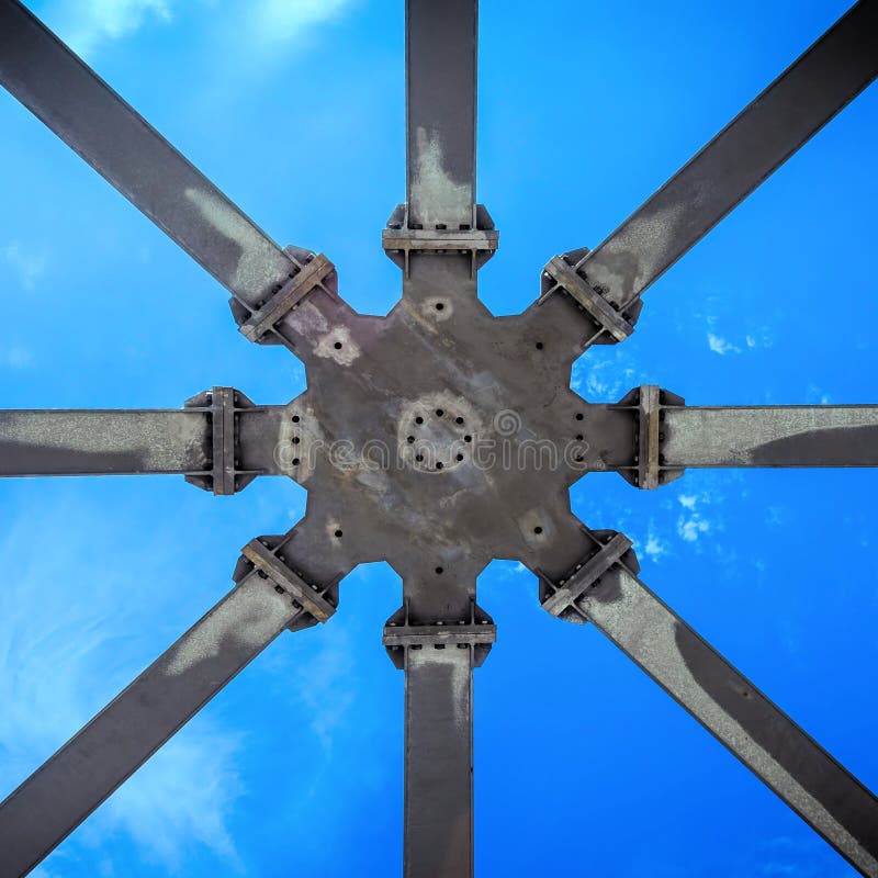 Star-shaped Supporting Structure Taken from Below Against the Blue Sky ...