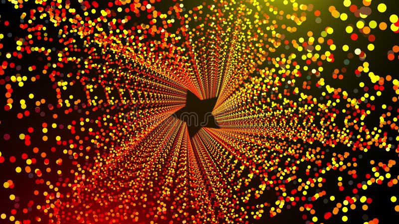 Star Shaped Tunnel with Many Glowing Circular Particles in Space ...