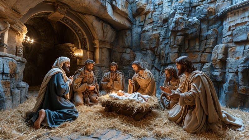 Star Shines Over Manger of Jesus Christ Stock Illustration ...