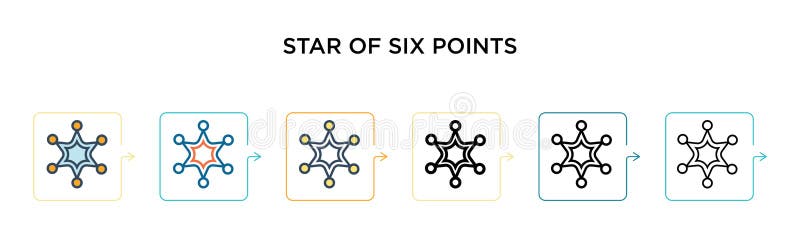 Star of Six Points Vector Icon in 6 Different Modern Styles. Black, Two ...