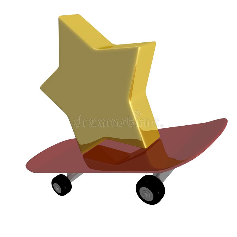 Star with skateboard stock illustration. Illustration of graphic - 13545553