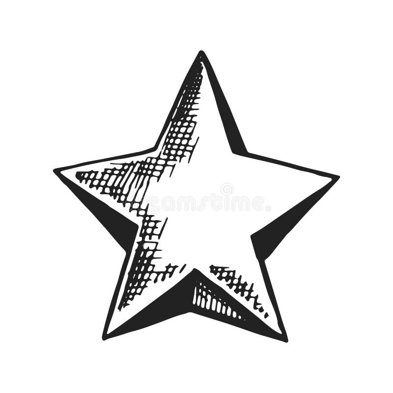 Star Sketch Monochrome. Isolated on White Background Stock Vector ...