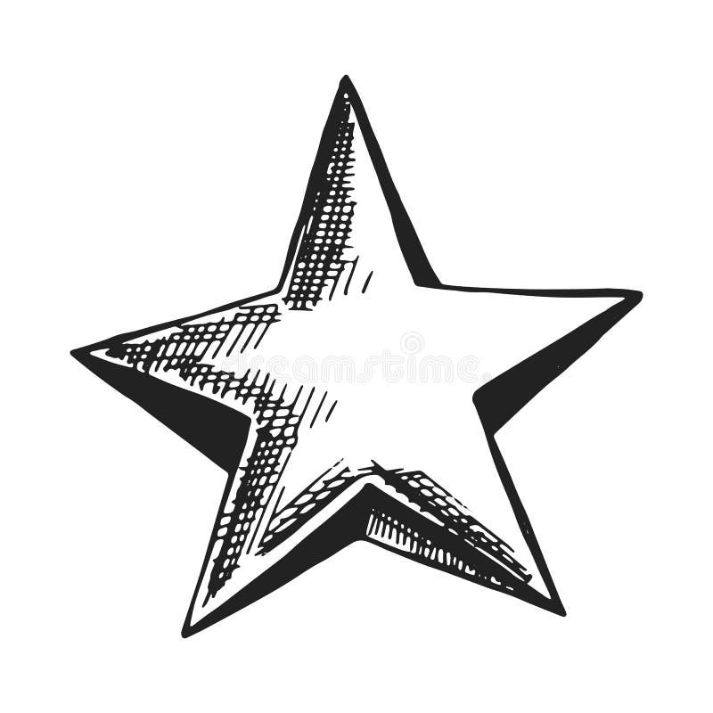 Star Sketch Monochrome. Isolated on White Background Stock Vector ...